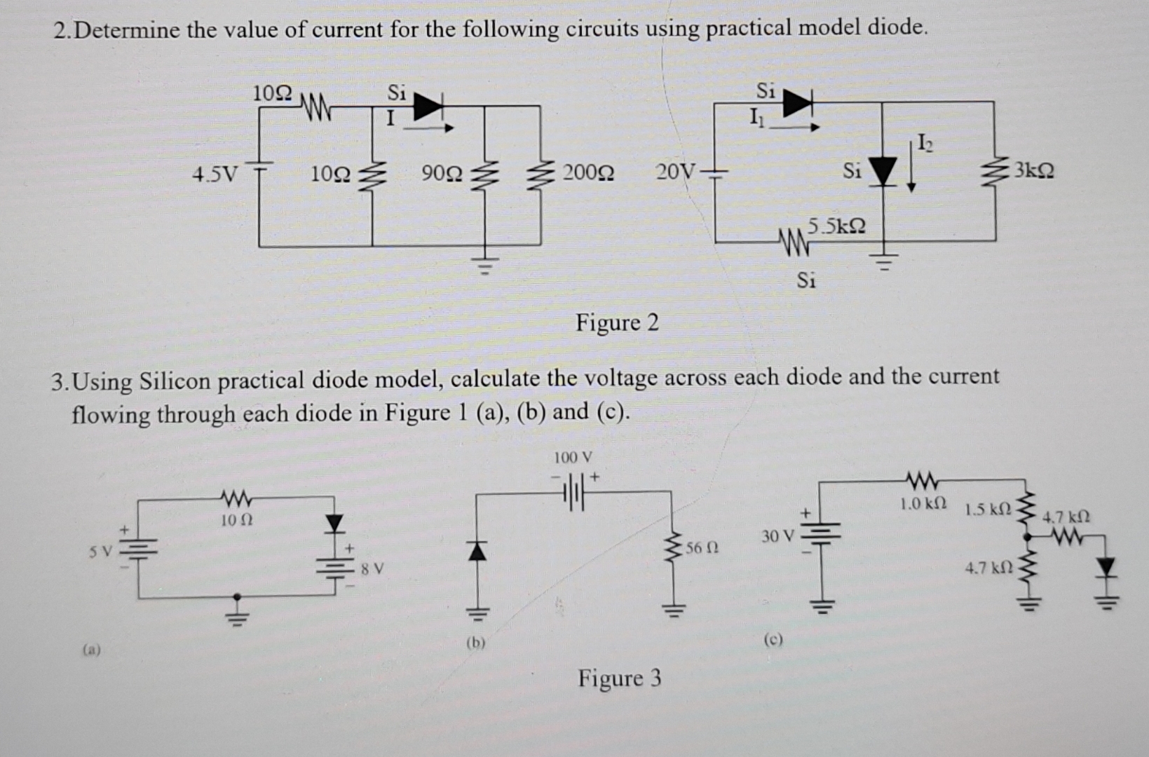 Solved 2.Determine the value of current for the following | Chegg.com