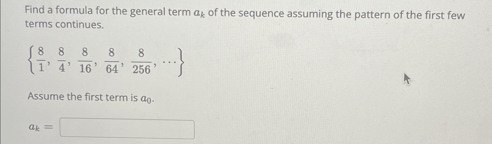 Solved Find a formula for the general term ak ﻿of the | Chegg.com