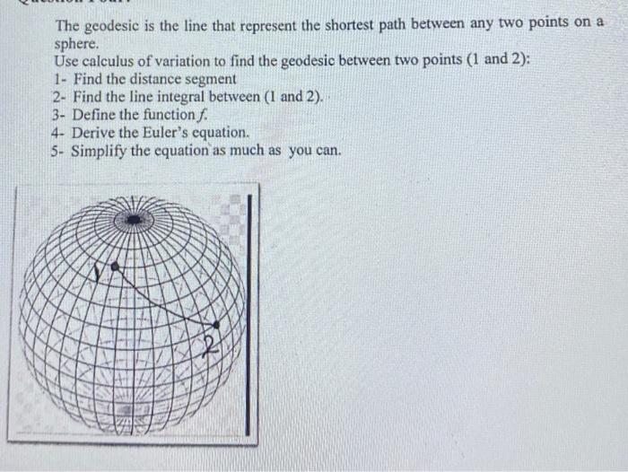 Solved The Geodesic Is The Line That Represent The Shortest 