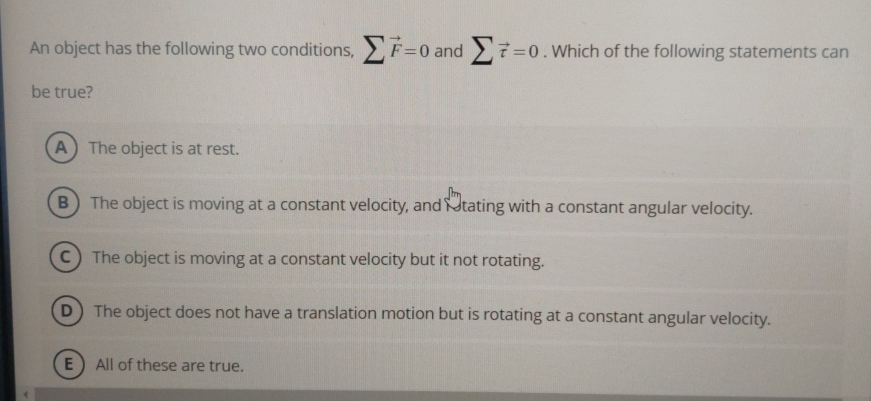 Solved An object has the following two conditions, | Chegg.com