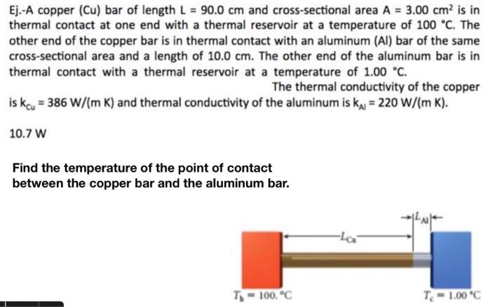 Solved Ej.-A copper (Cu) bar of length L=90.0 cm and | Chegg.com