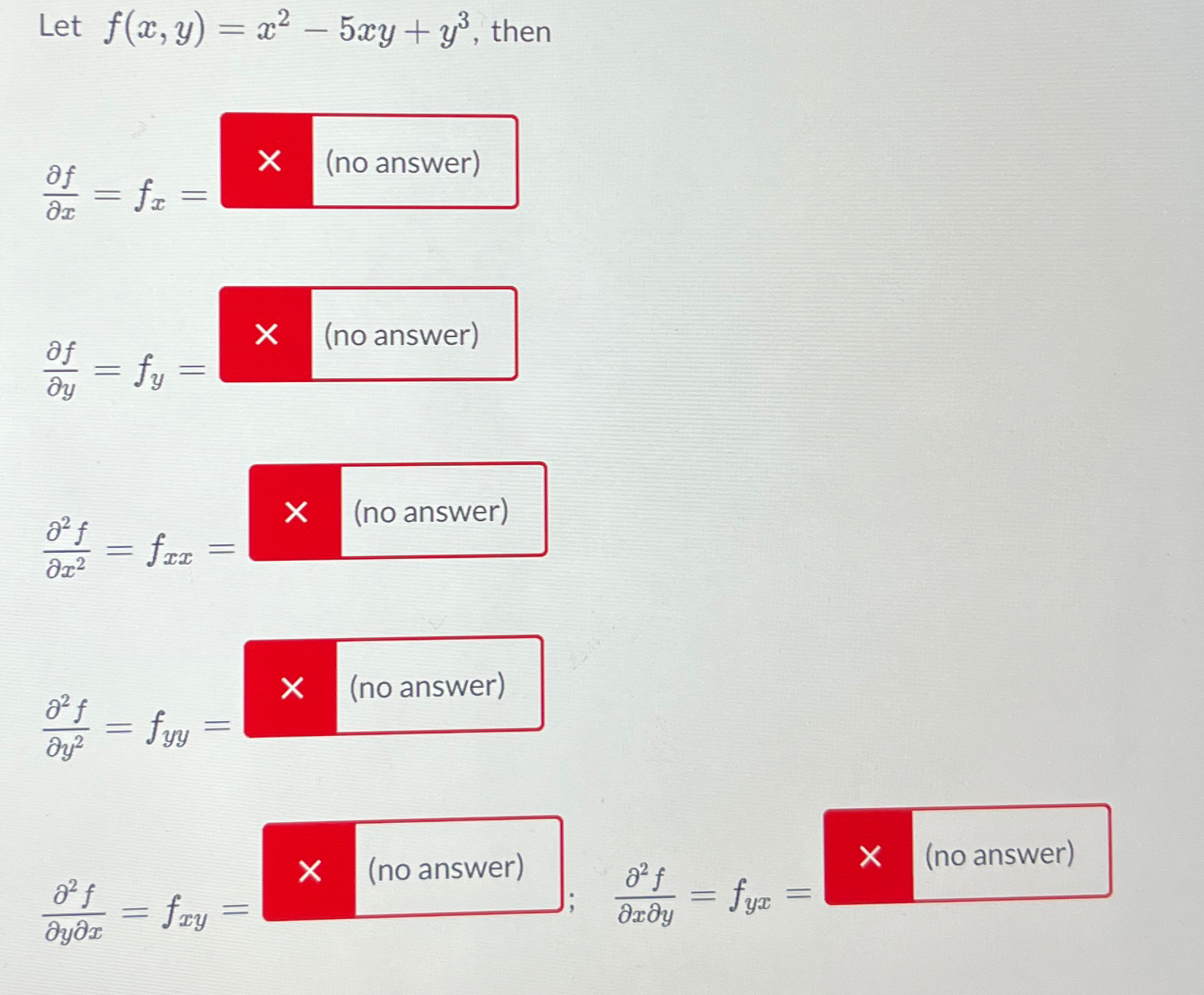 Solved Let f(x,y)=x2-5xy+y3, | Chegg.com