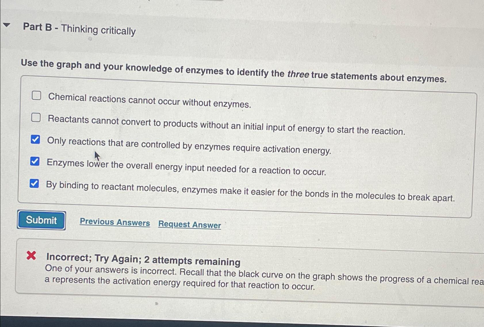 Solved Part B - ﻿Thinking criticallyUse the graph and your | Chegg.com