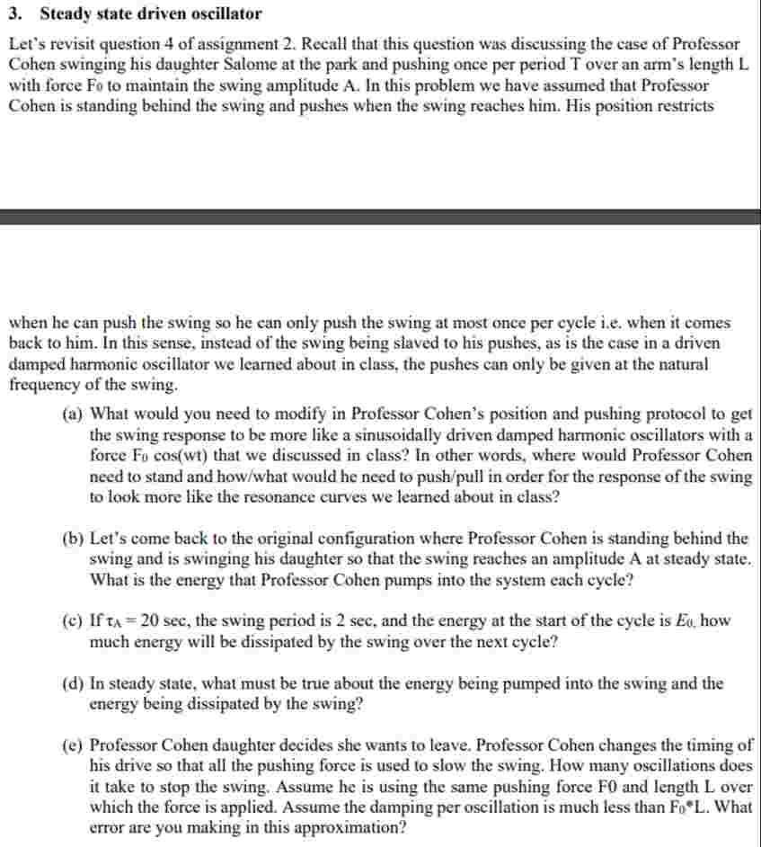 Solved Steady state driven oscillatorLet’s revisit question | Chegg.com