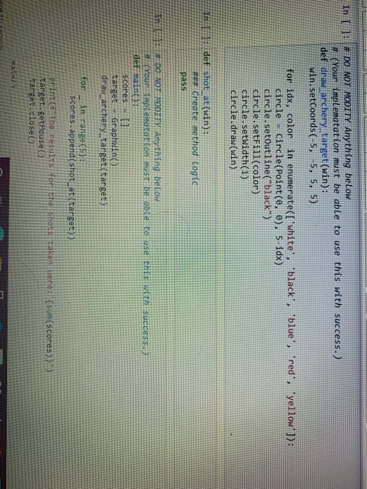 Solved Python Jupyter Notebook graphic.py Archery Scorer. | Chegg.com