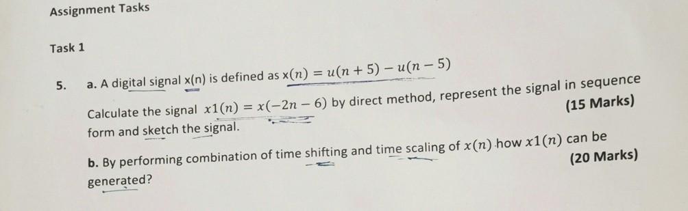 Solved 5. a. A digital signal x(n) is defined as | Chegg.com
