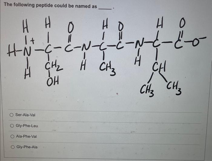 Solved The following peptide could be named as Ser-Ala-Val | Chegg.com