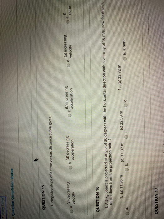 Solved Show Timer Question Completion Status: QUESTION 15 1. | Chegg.com