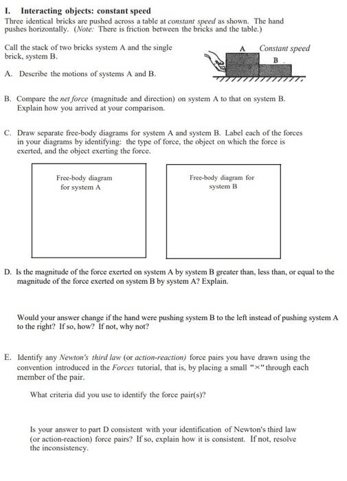 I. Interacting objects: constant speed Three | Chegg.com