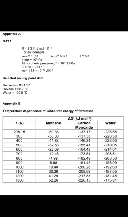 Solved y = 5/3 Appendix A DATA R = 8.314 J mol-K For an | Chegg.com