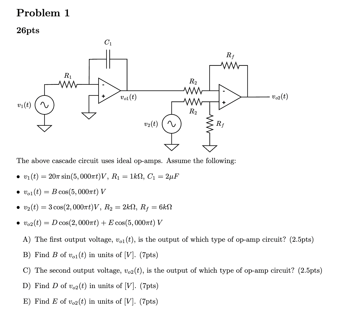 Solved Problem 126 ﻿ptsThe above cascade circuit uses ideal | Chegg.com