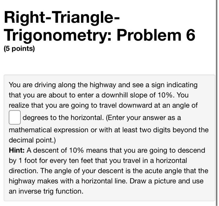 Solved Right-Triangle- Trigonometry: Problem 4 (5 points) | Chegg.com