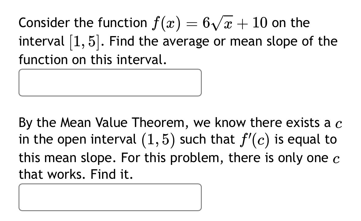 Solved Consider the function f(x)=6x2+10 ﻿on the interval | Chegg.com