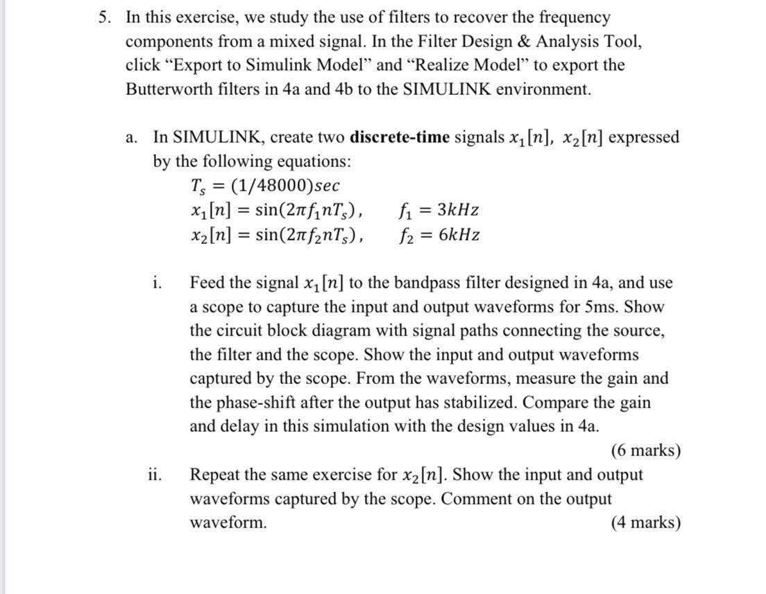 Solved In this exercise, we study the use of filters to | Chegg.com