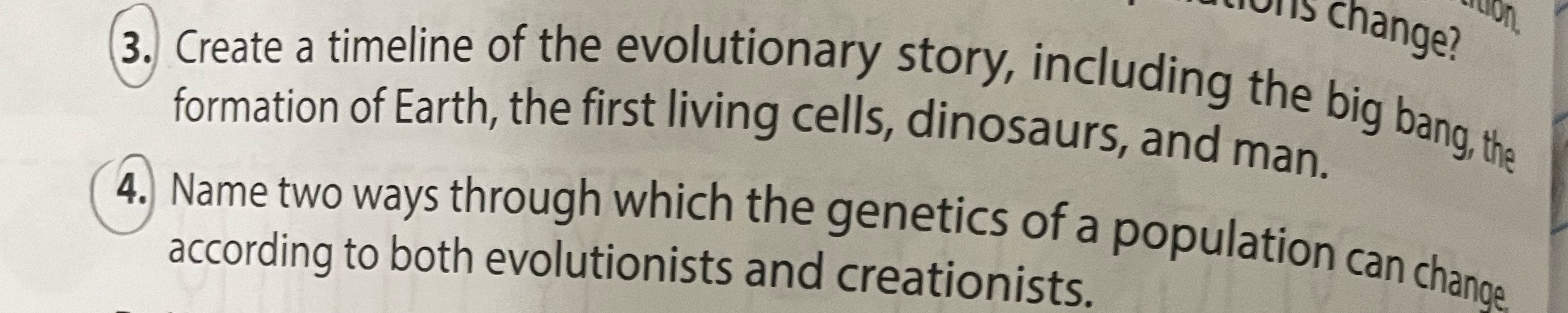 Solved Create a timeline of the evolutionary story, | Chegg.com