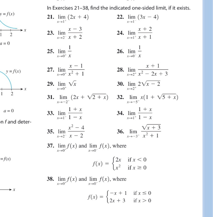 Solved In Exercises 21-38, find the indicated one-sided | Chegg.com