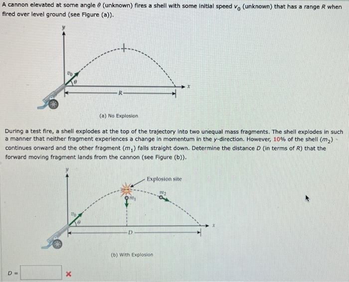 Solved A cannon elevated at some angle (unknown) fires a | Chegg.com