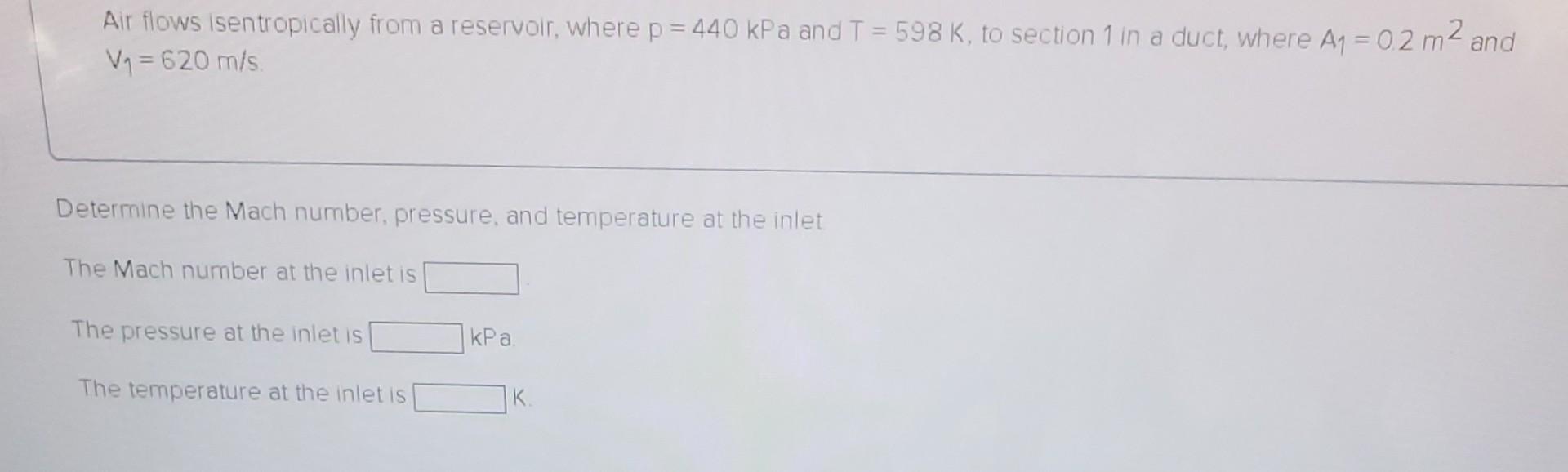 Solved Air flows isentropically from a reservoir, where | Chegg.com