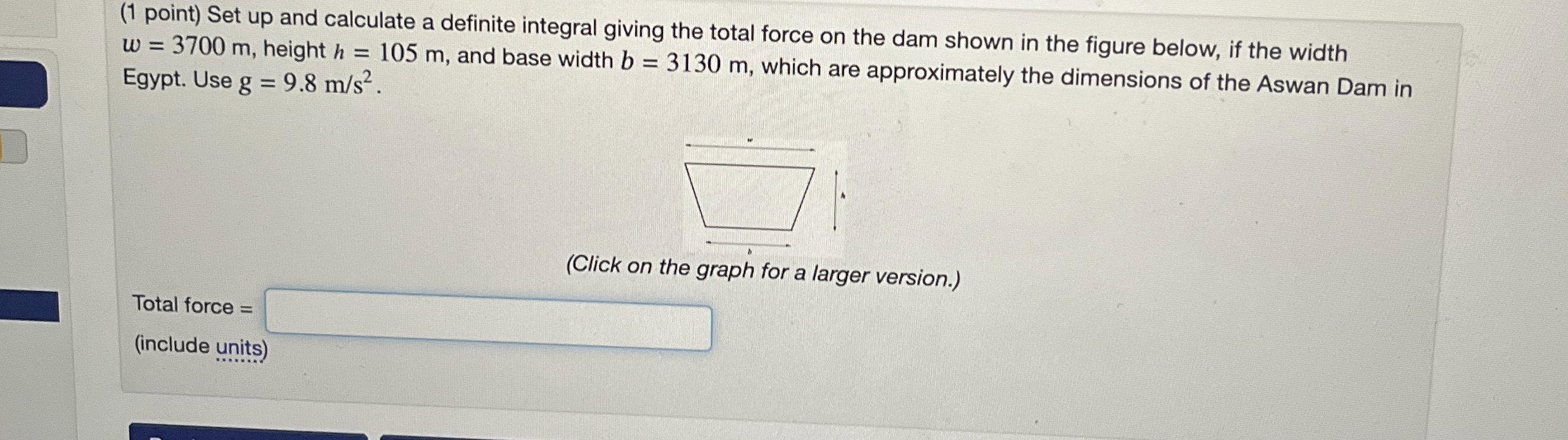 Solved (1 ﻿point) ﻿Set up and calculate a definite integral | Chegg.com