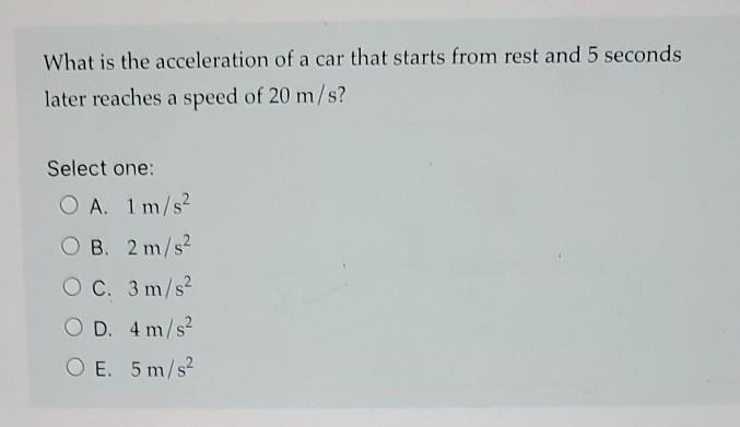 Solved What is the acceleration of a car that starts from | Chegg.com