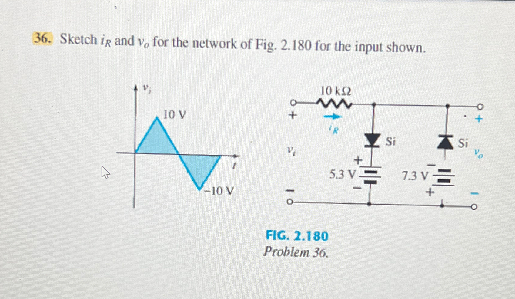 Solved Sketch iR ﻿and vo ﻿for the network of Fig. 2.180 ﻿for | Chegg.com