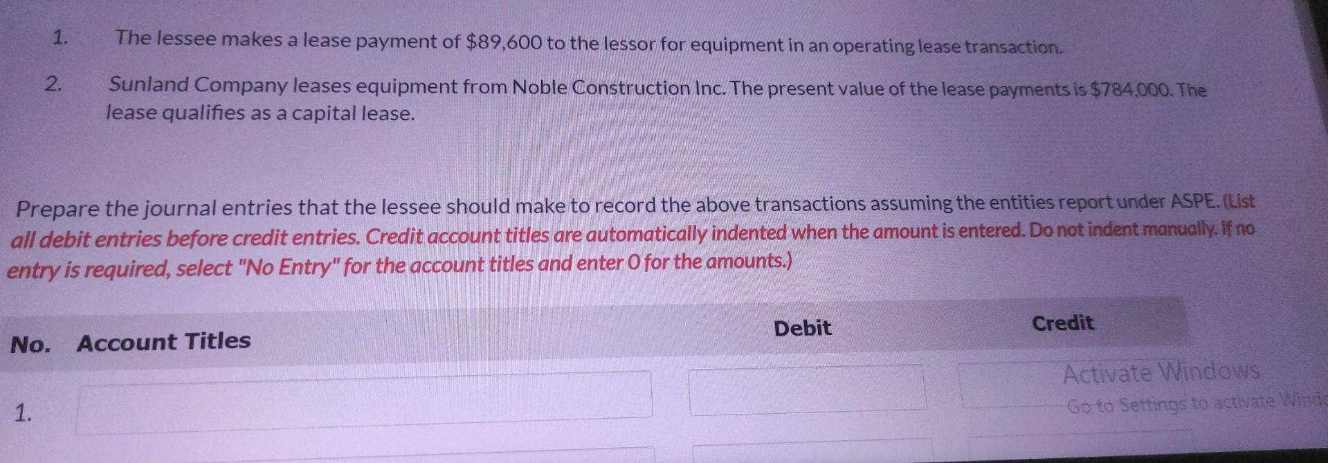 Solved Prepare the journal entries that the lessee should | Chegg.com