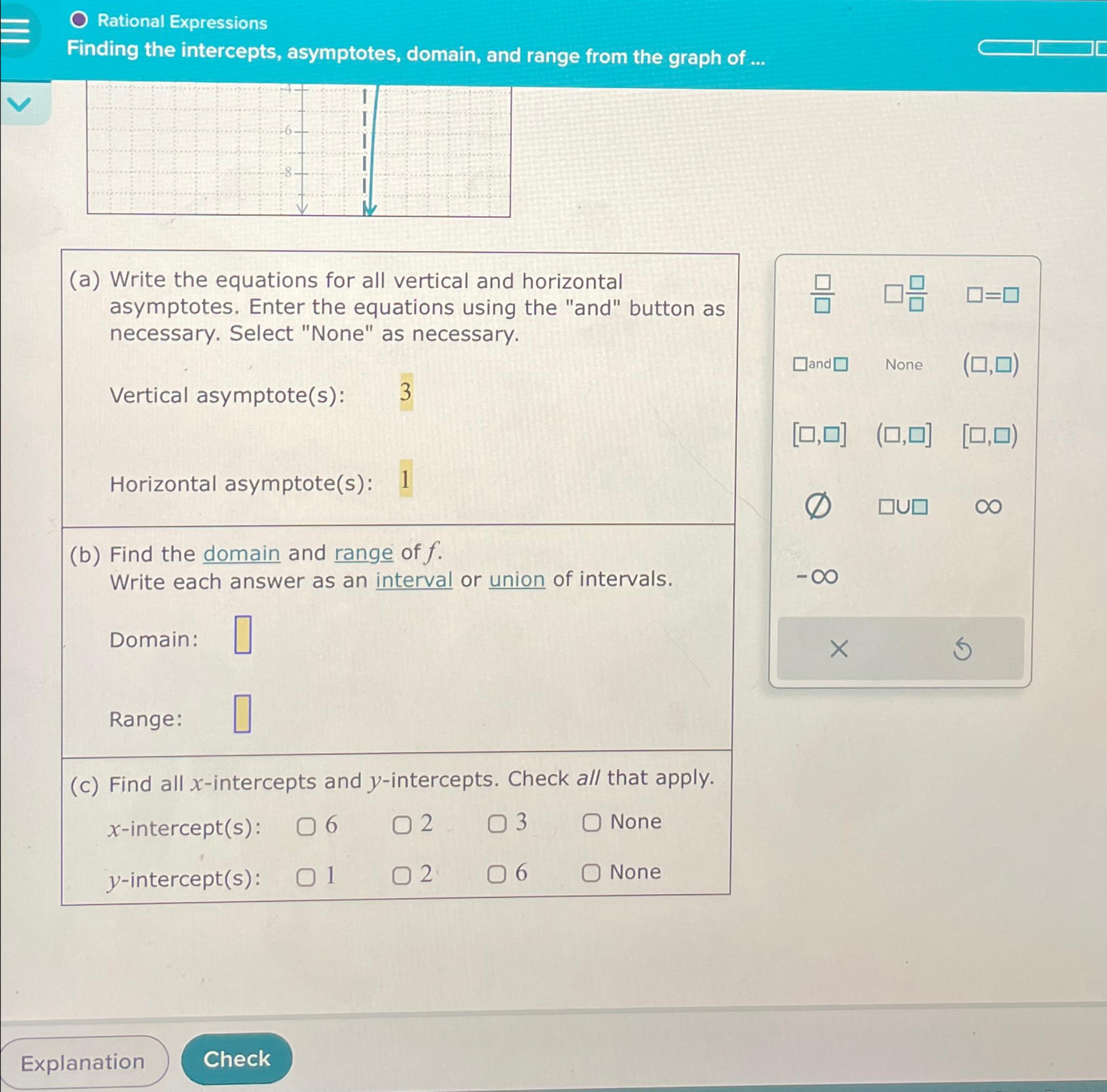 Rational ExpressionsFinding the intercepts, | Chegg.com