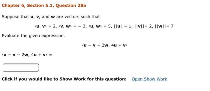 Solved Chapter 6, Section 6.1, Question 28a Suppose that u, | Chegg.com
