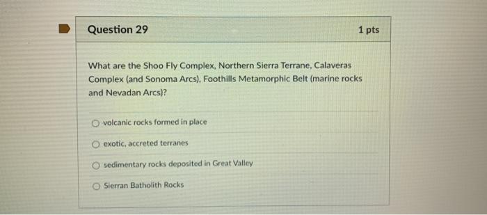 Solved Question 29 1 pts What are the Shoo Fly Complex, | Chegg.com