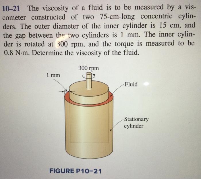 Solved 10-21 The viscosity of a fluid is to be measured by a | Chegg.com