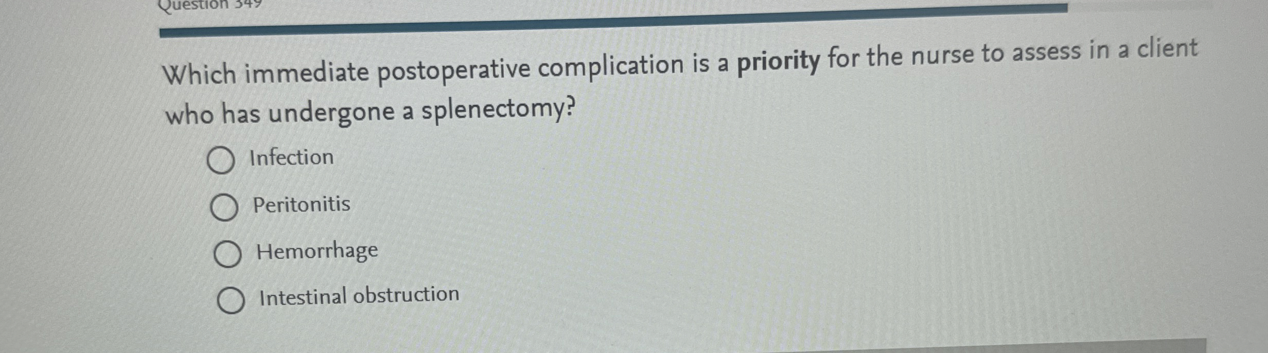 Solved Which immediate postoperative complication is a | Chegg.com