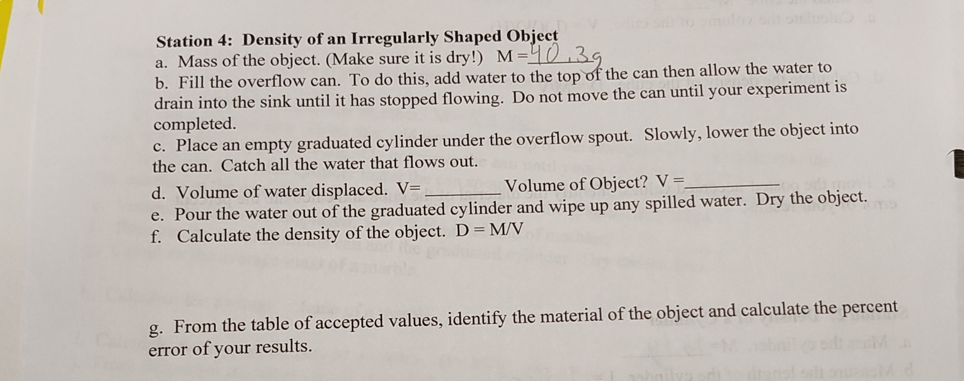 Solved Station 4: Density of an Irregularly Shaped Objecta. | Chegg.com