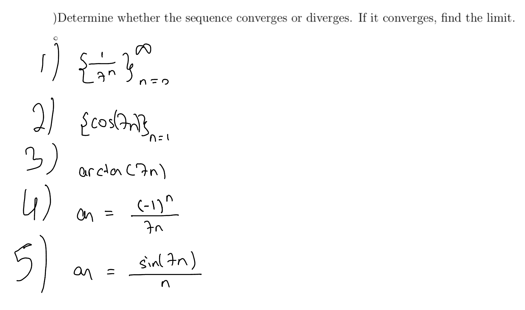 Solved Determine whether the sequence converges or diverges. | Chegg.com