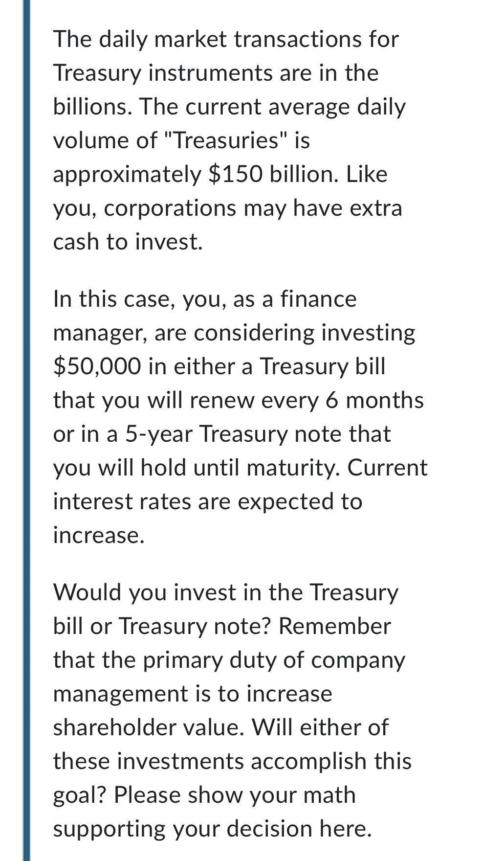 Solved The daily market transactions for Treasury | Chegg.com