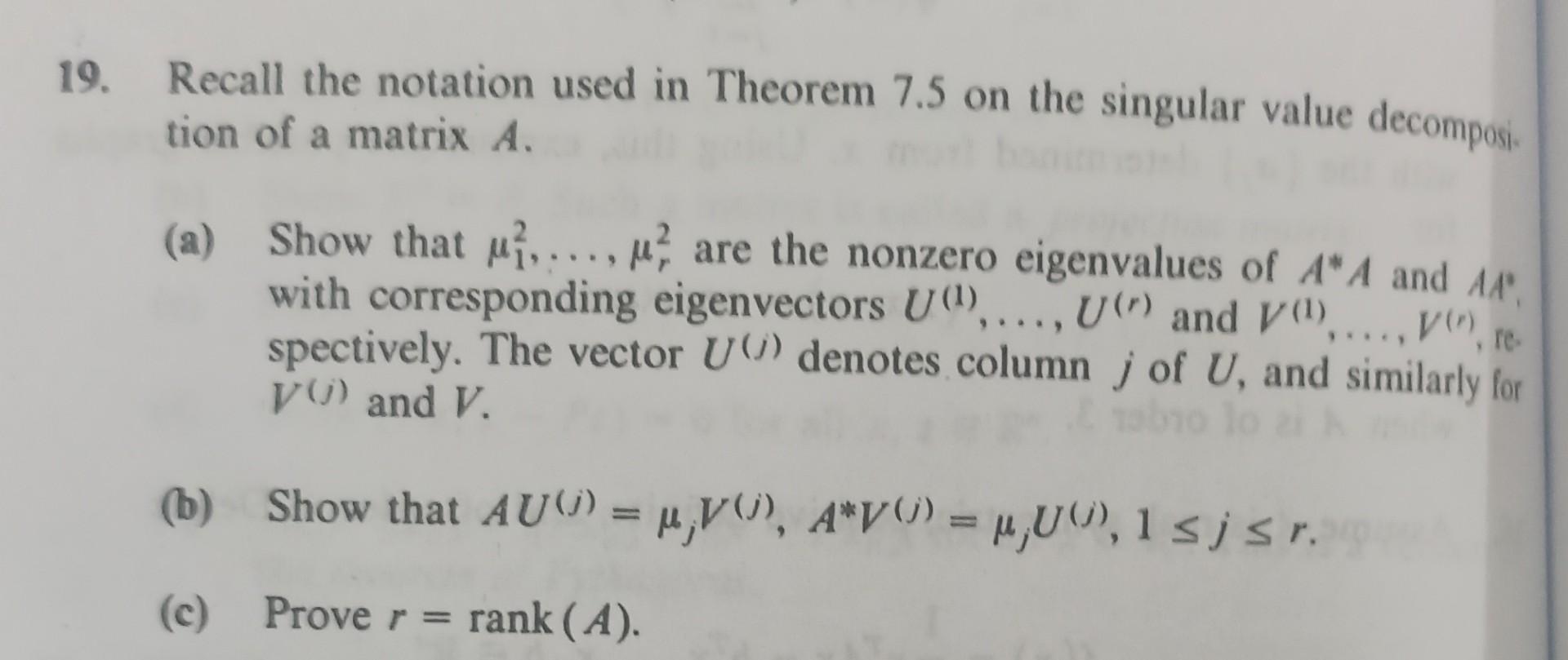 Solved 19. Recall the notation used in Theorem 7.5 on the | Chegg.com