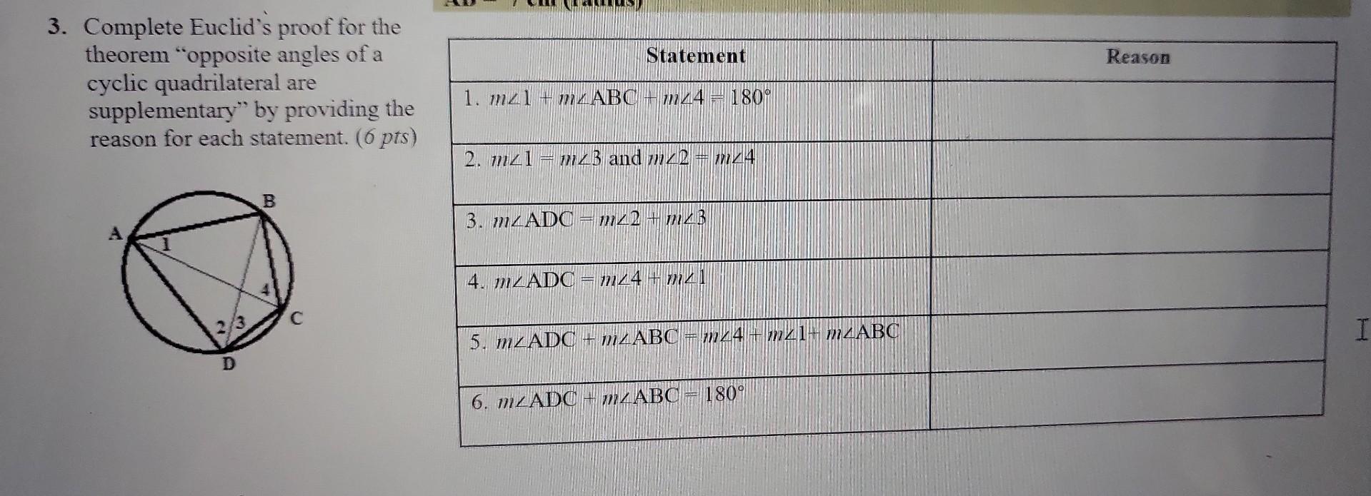 Solved 3. Complete Euclid's proof for the theorem "opposite | Chegg.com