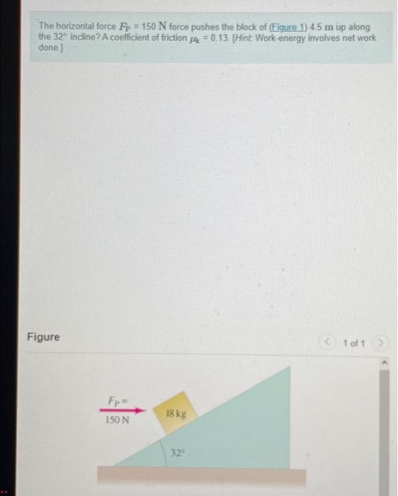 Solved The horizontal force Fp = 150 N force pushes the | Chegg.com