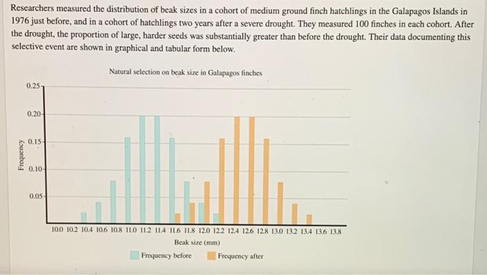 Solved Researchers measured the distribution of beak sizes | Chegg.com