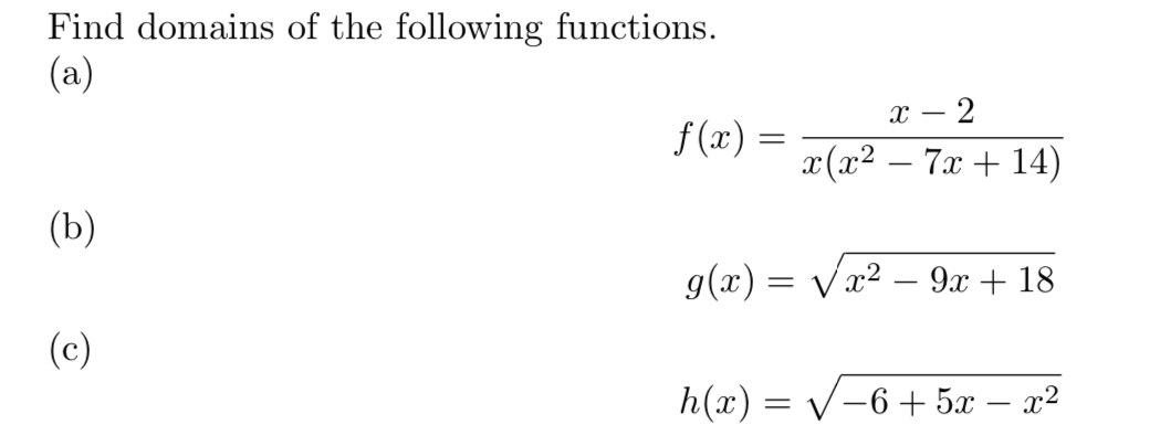 Solved Find domains of the following | Chegg.com