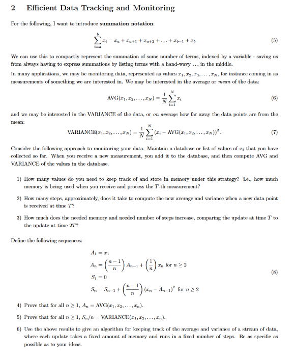 Solved 2 ﻿Efficient Data Tracking and MonitoringFor the | Chegg.com