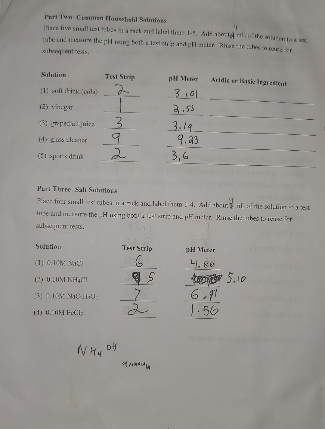 Experiment 6: pH and Buffers Objective The pH of | Chegg.com