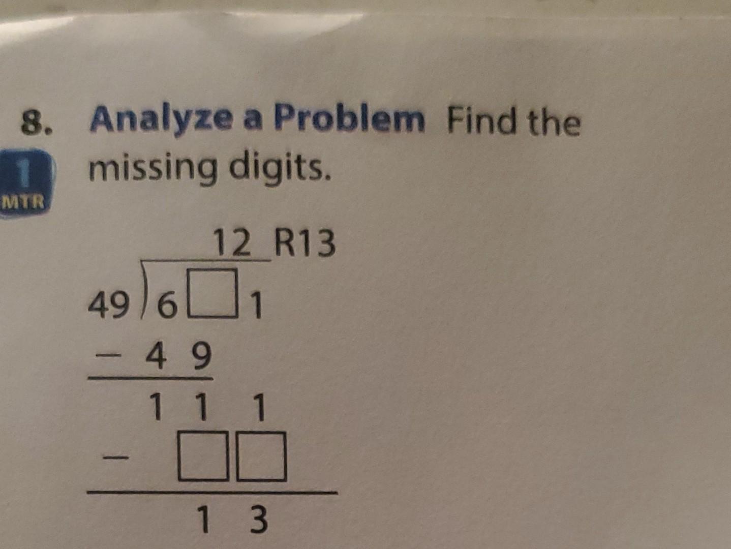 Solved Analyze a Problem Find the missing digits. | Chegg.com