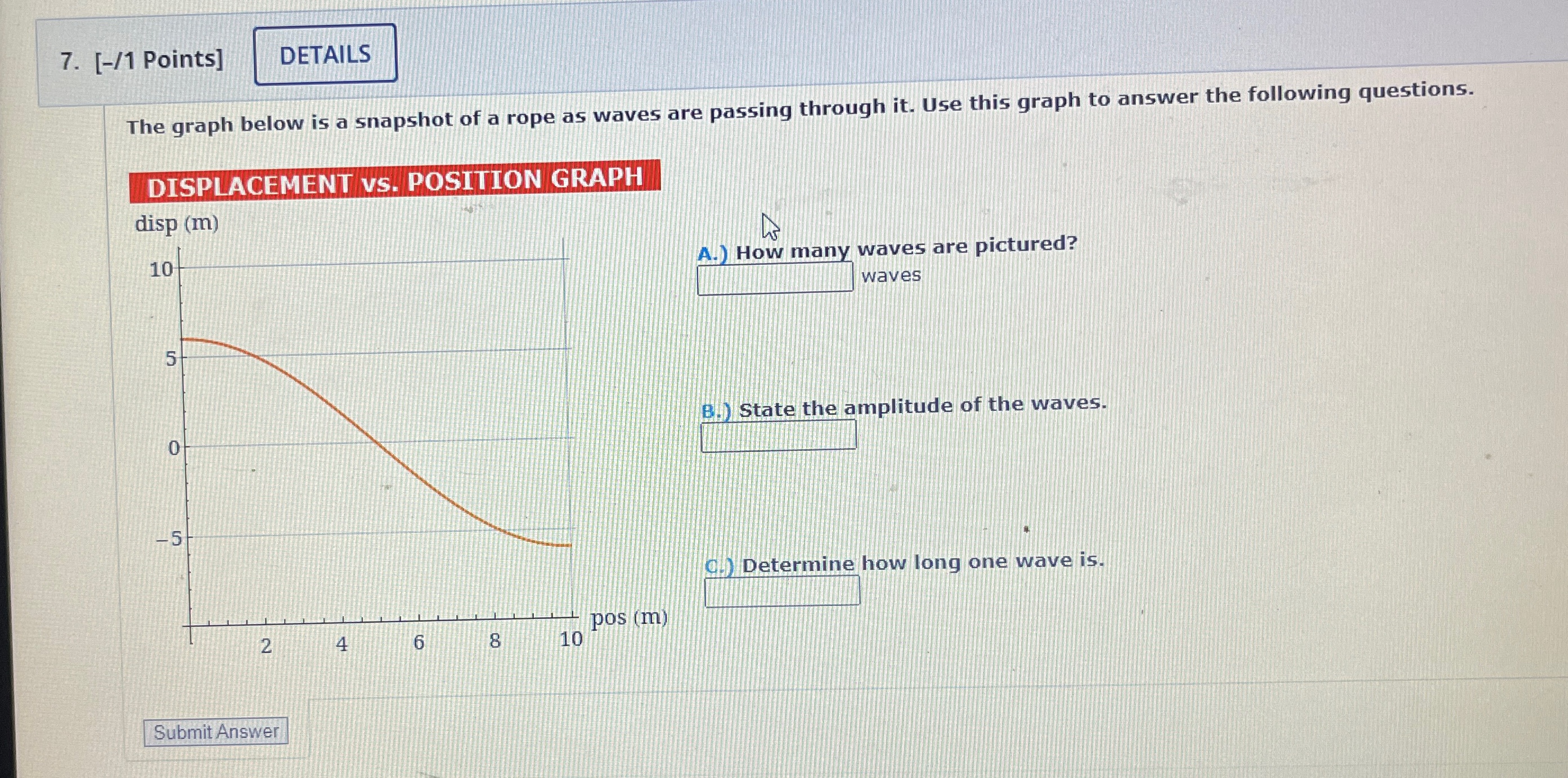 Solved [-/1 ﻿Points]The graph below is a snapshot of a rope | Chegg.com