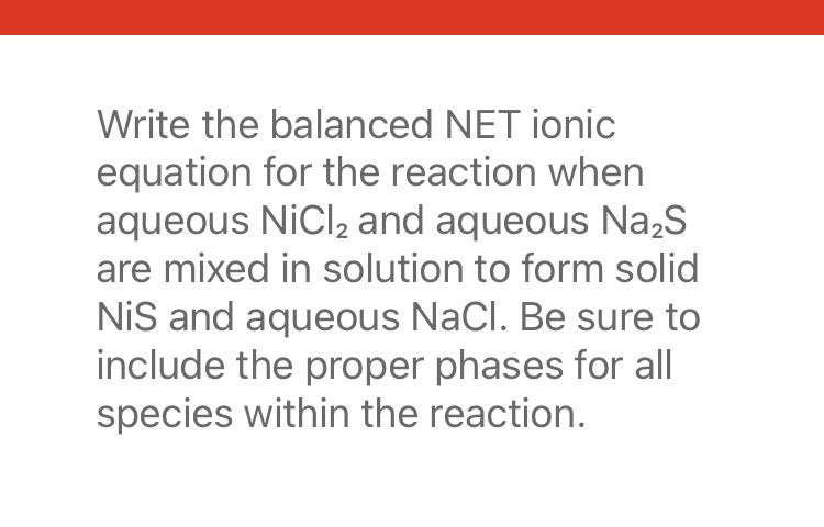Solved Write the balanced NET ionic equation for the | Chegg.com