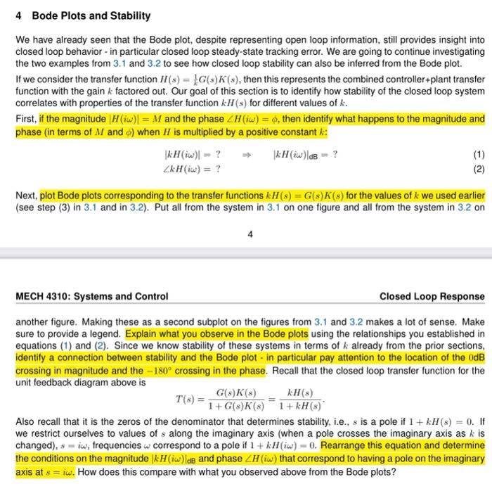 4 Bode Plots and Stability We have already seen that | Chegg.com
