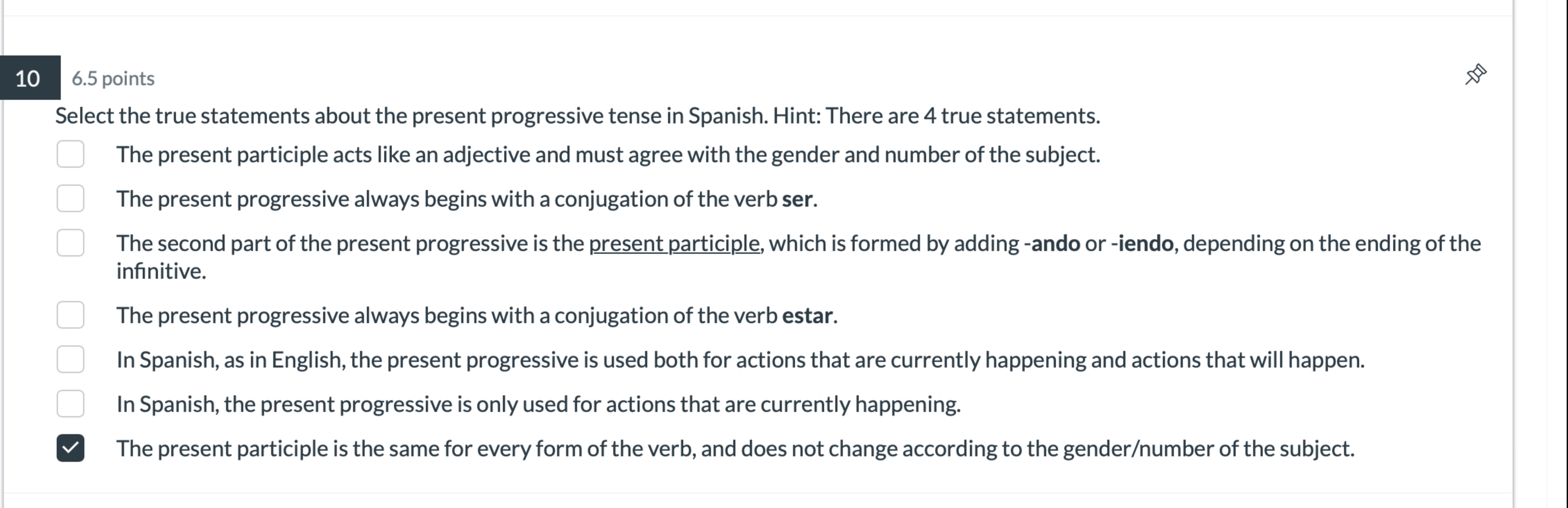 Select the true statements about the present | Chegg.com