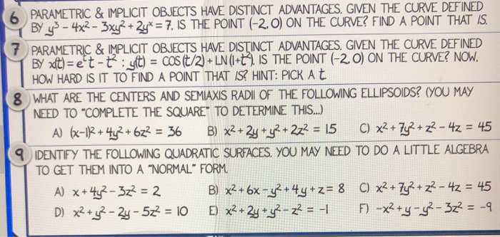Solved 6 PARAMETRIC & IMPLICIT OBJECTS HAVE DISTINCT | Chegg.com