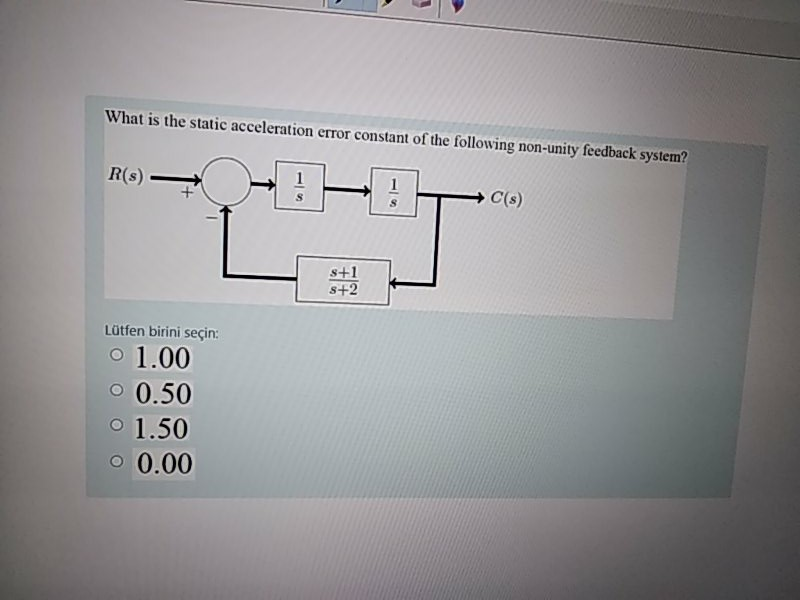 Solved What Is The Static Acceleration Error Constant Of The
