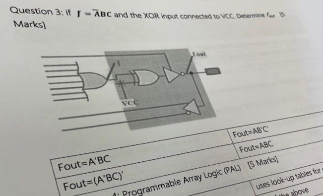 Solved Question 3: if f =ABC and the XOR input connected to | Chegg.com