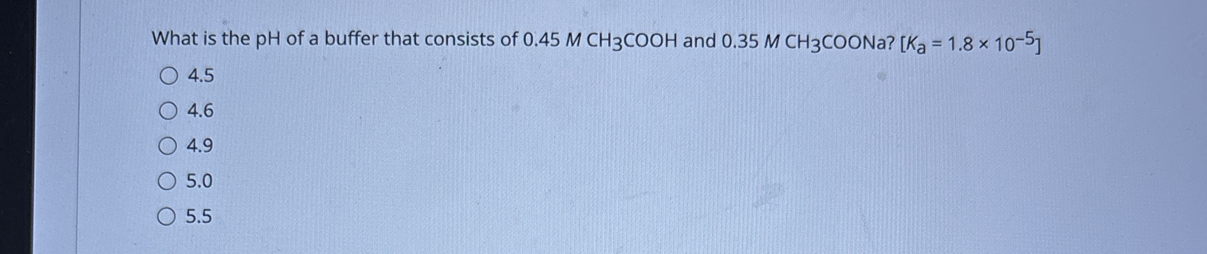 Solved What is the pH of a buffer that consists of | Chegg.com